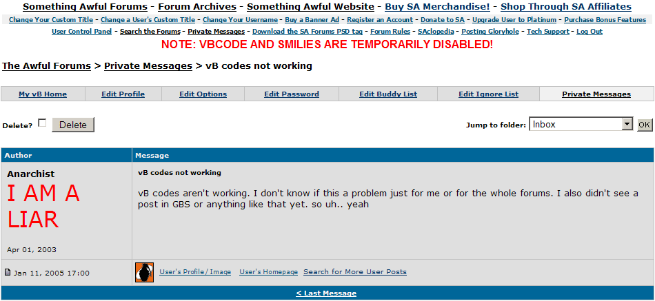 Post any forum screenshot blasts from the past! - The Something Awful ...